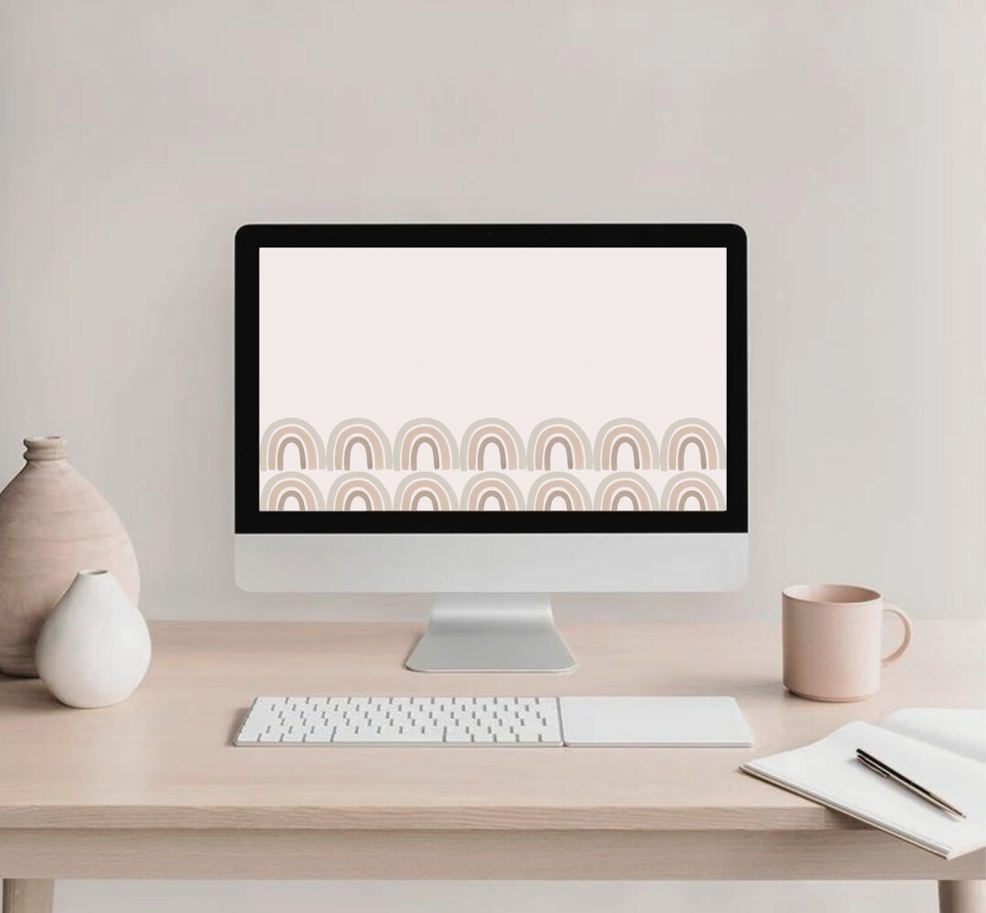 Boho Rainbow Laptop and Desktop Wallpaper | Pink Rainbows Digital ...