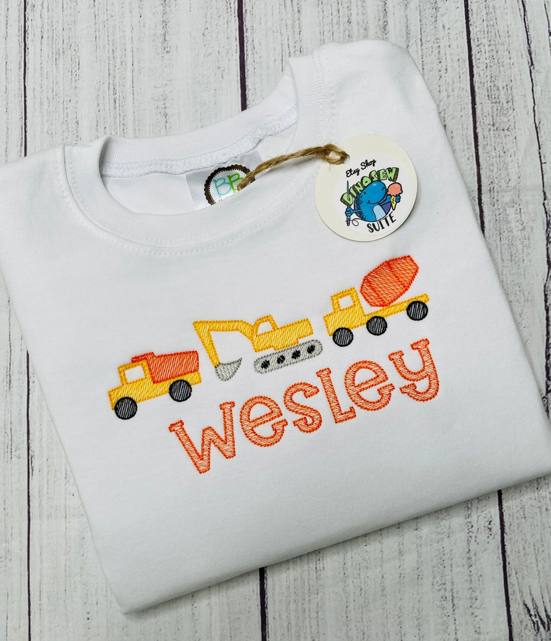 Embroidered Construction Shirt,toddler Trucks Outfit,personalized ...
