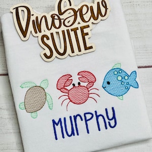 Embroidered Beach Shirt,custom Sea Turtle, Crab & Fish Bubble ...