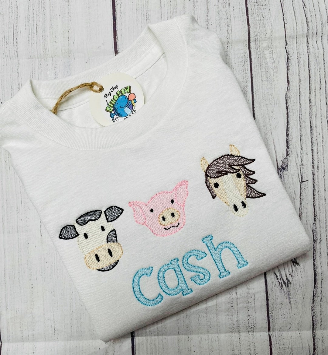 Embroidered Farm Animals Shirt,custom Farm Theme Bubble, Personalized ...