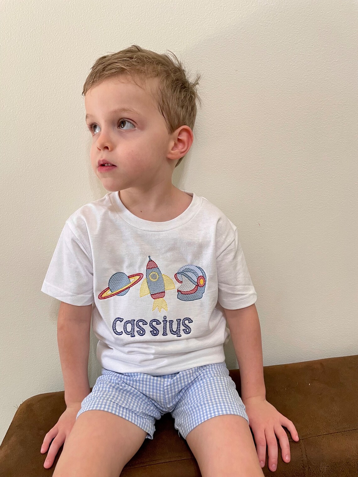 Embroidered Space Shirt,custom Rocket Ship Bubble Shirt,personalized ...