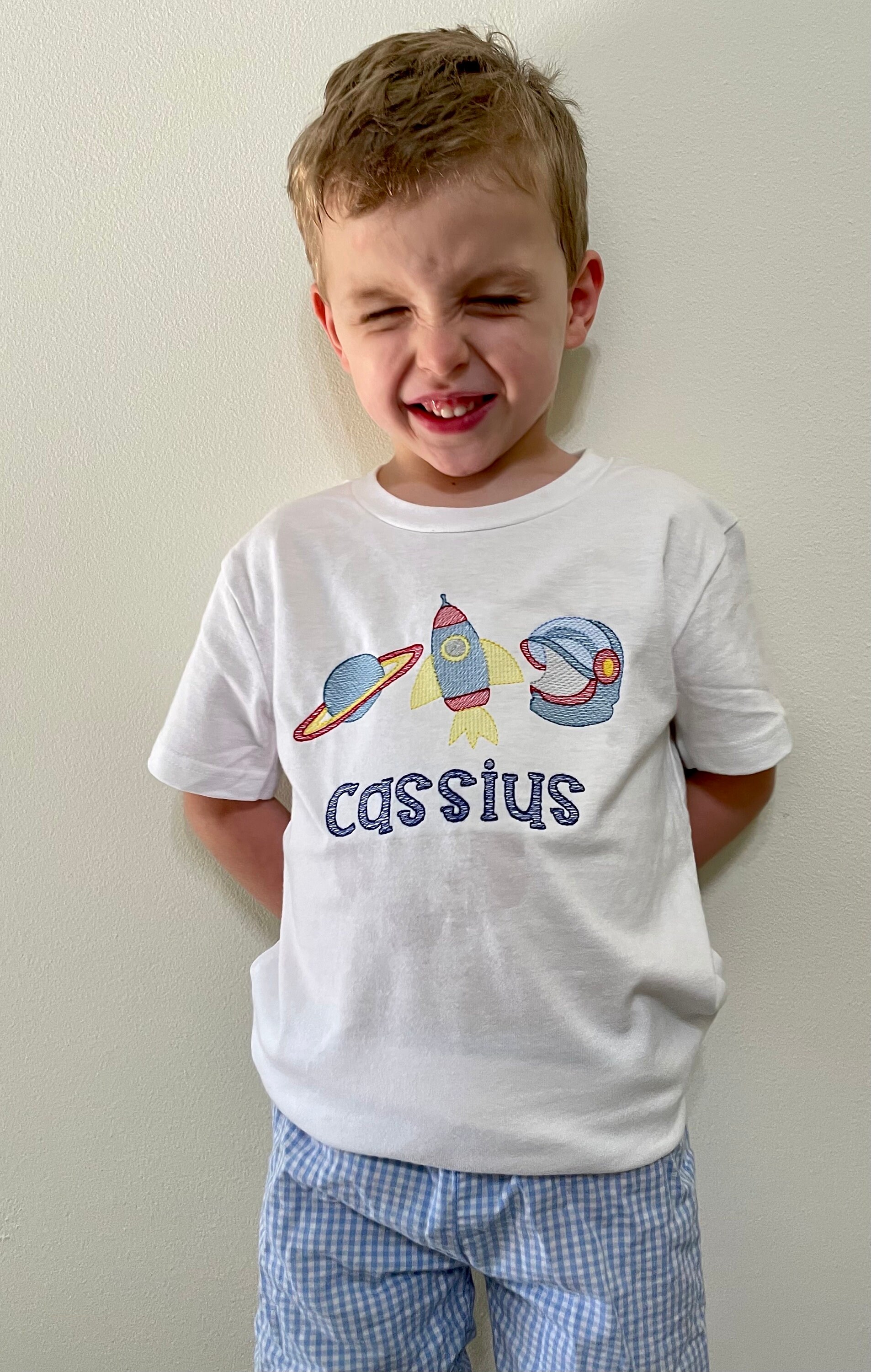 Embroidered Space Shirt,custom Rocket Ship Bubble Shirt,personalized ...