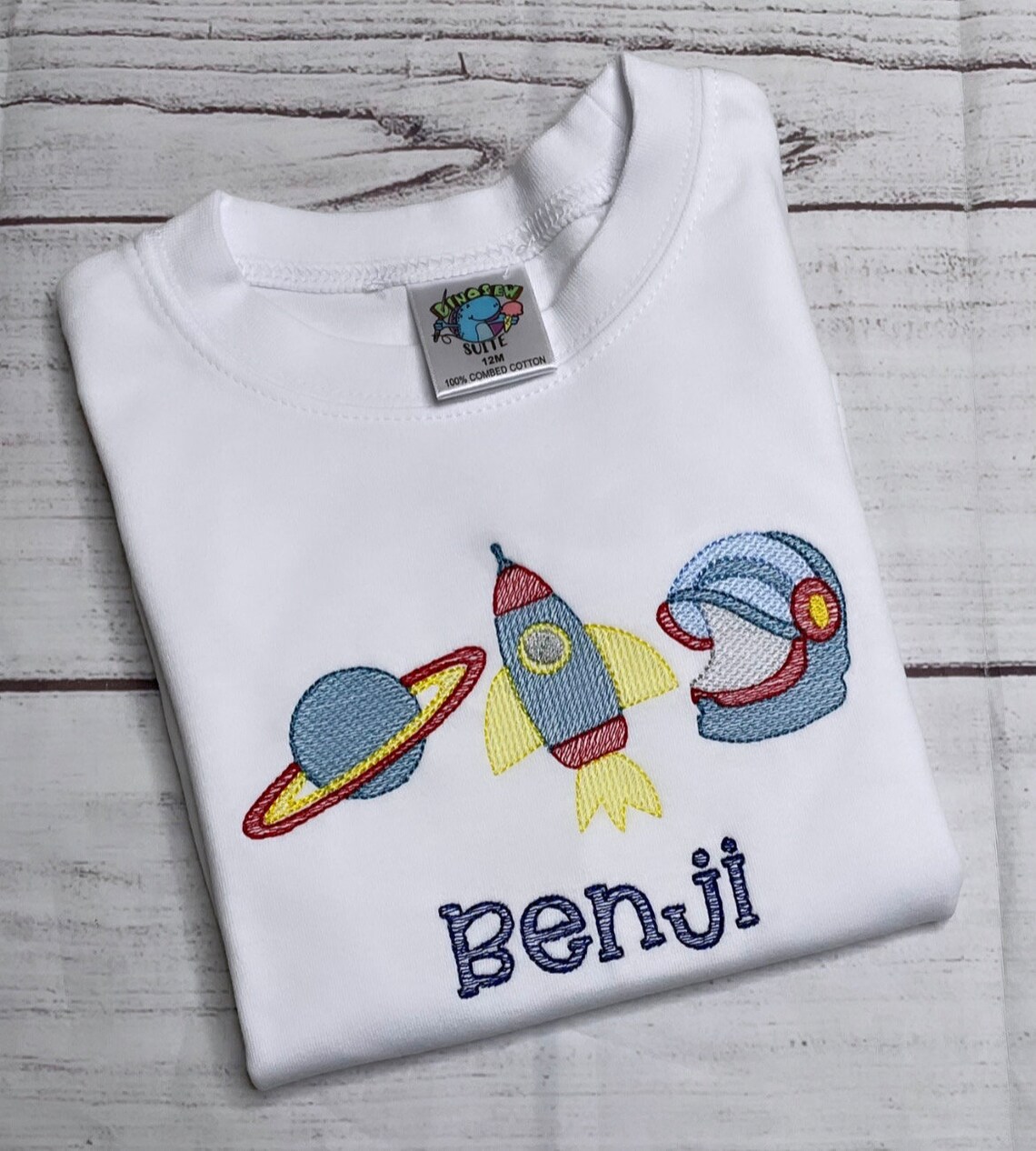 Embroidered Space Shirt,custom Rocket Ship Bubble Shirt,personalized ...