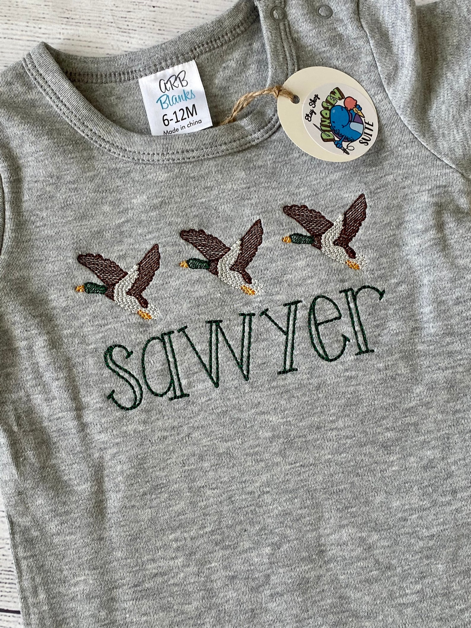 Embroidered Duck Shirt, Custom Duck Hunt Romper, Personalized Hunting ...