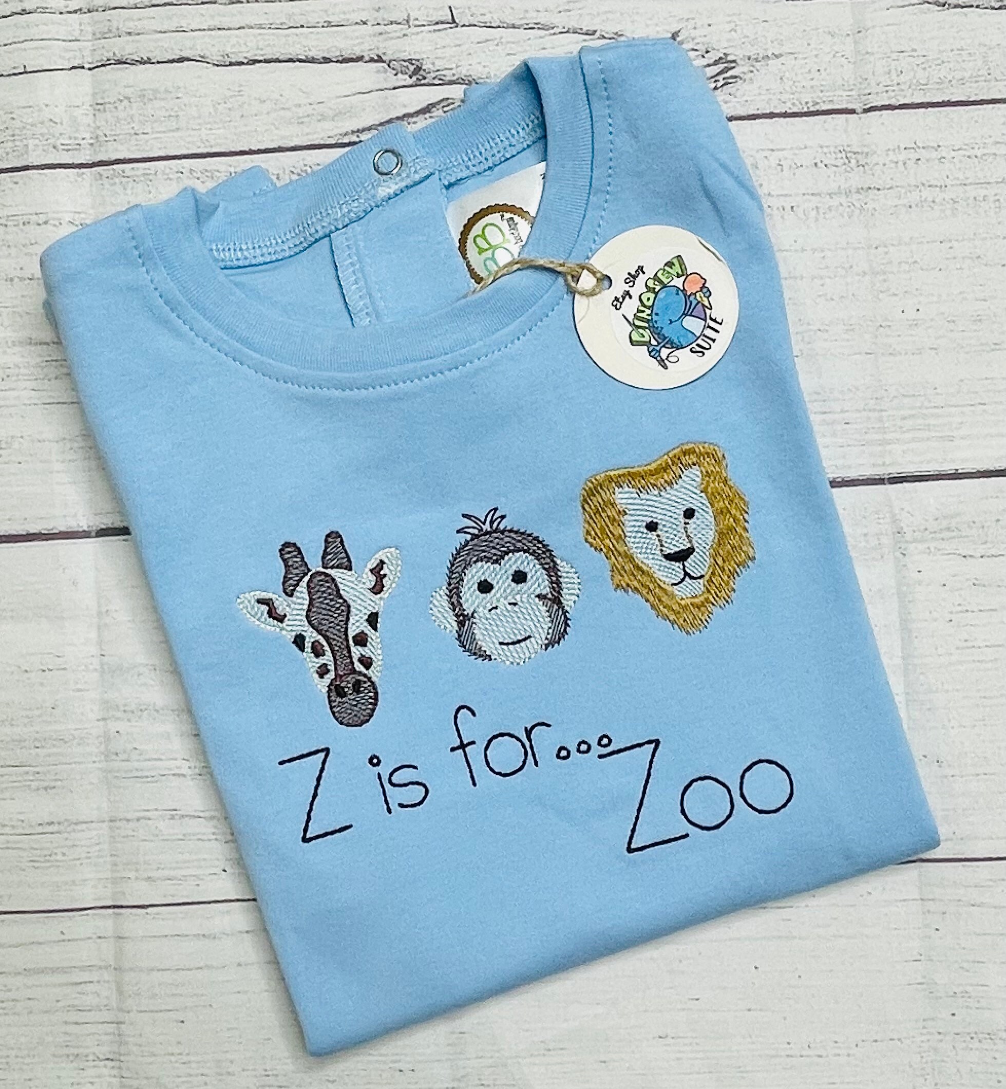 Embroidered Zoo Animal Shirt, Personalized Romper - Etsy