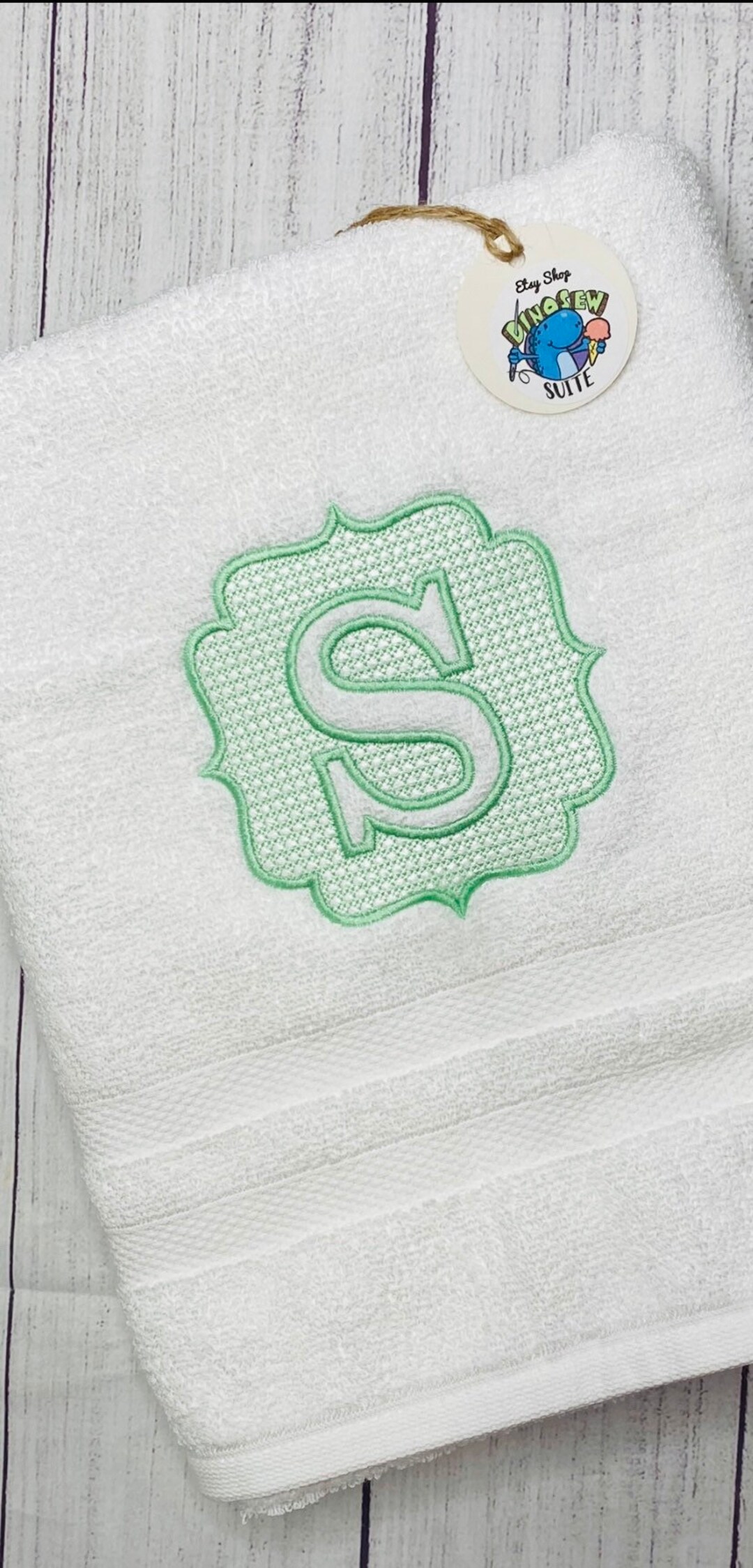 Embossed Monogrammed White Bath Towel Set, Colorful Embroidered ...