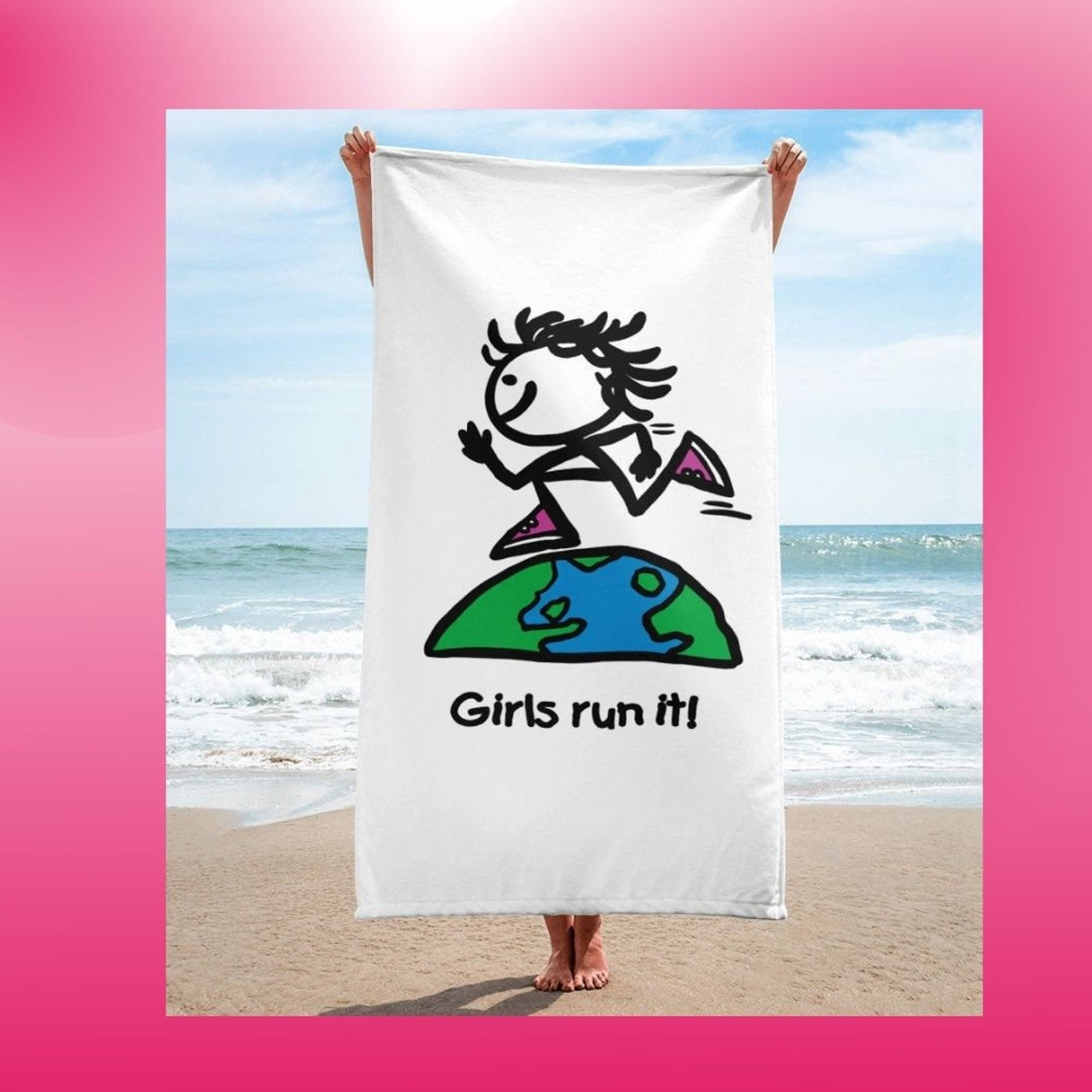 Girl's Run It Beach Towel, Fun Beach Towels, Summer Camp Gift, Gifts ...