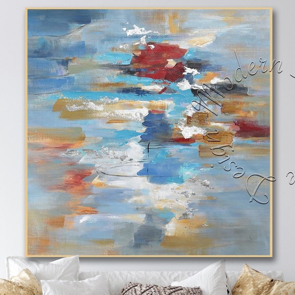 Large Textured Abstract Painting Hand Painted Framed Abstract on Canvas ...