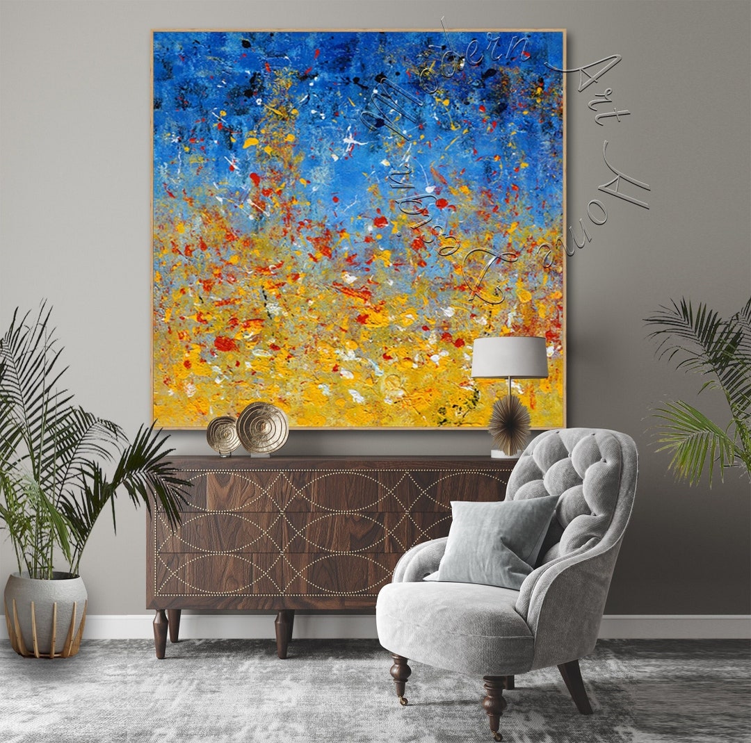 Framed Hand Painted Abstract Painting Original Large Modern Wall Art ...