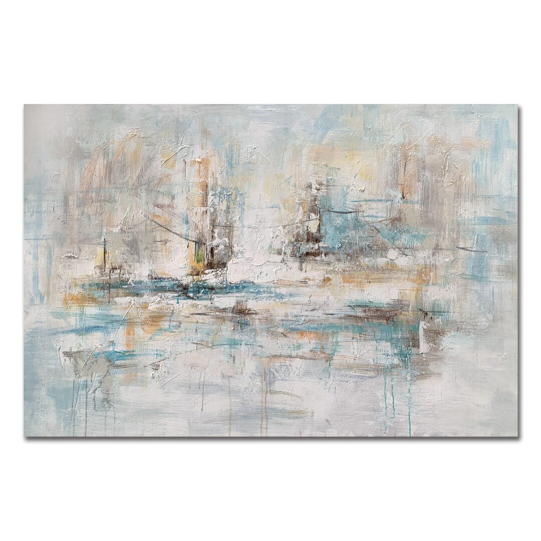 Abstract Painting on Canvas, Original Large Soft Colors Textured ...