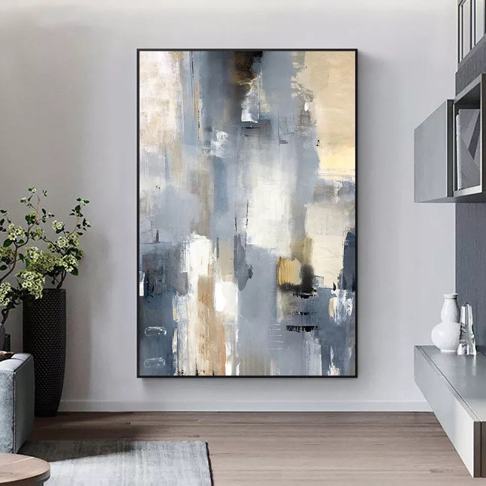 Framed Abstract Canvas Painting Large Original Modern Wall - Etsy