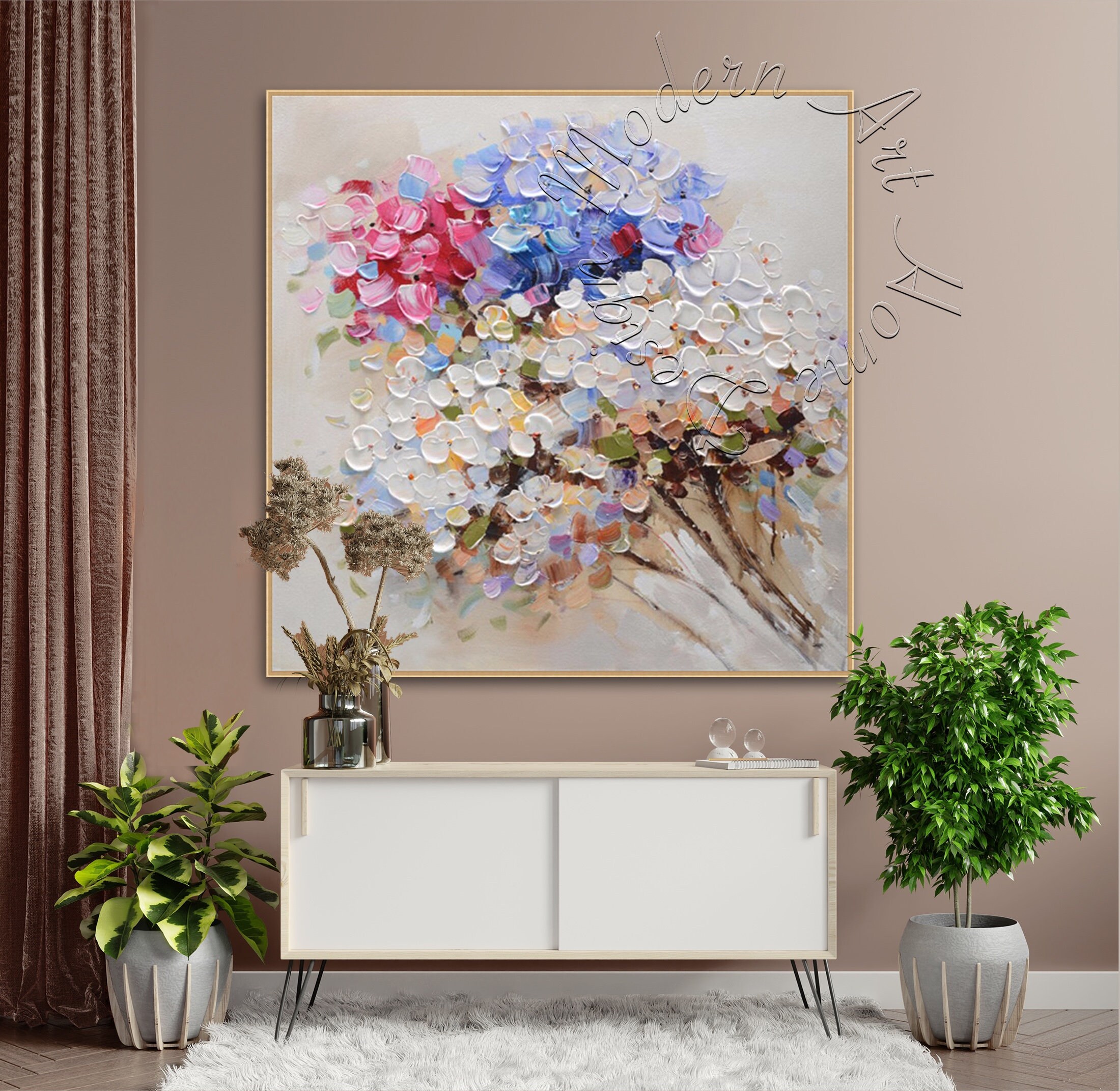 Framed Abstract Painting Original Large Modern Wall Art Soft - Etsy