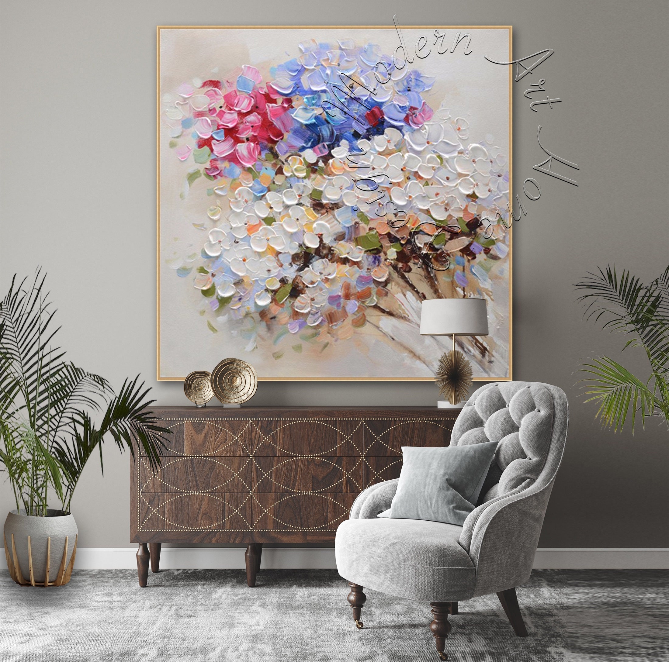 Framed Abstract Painting Original Large Modern Wall Art Soft - Etsy