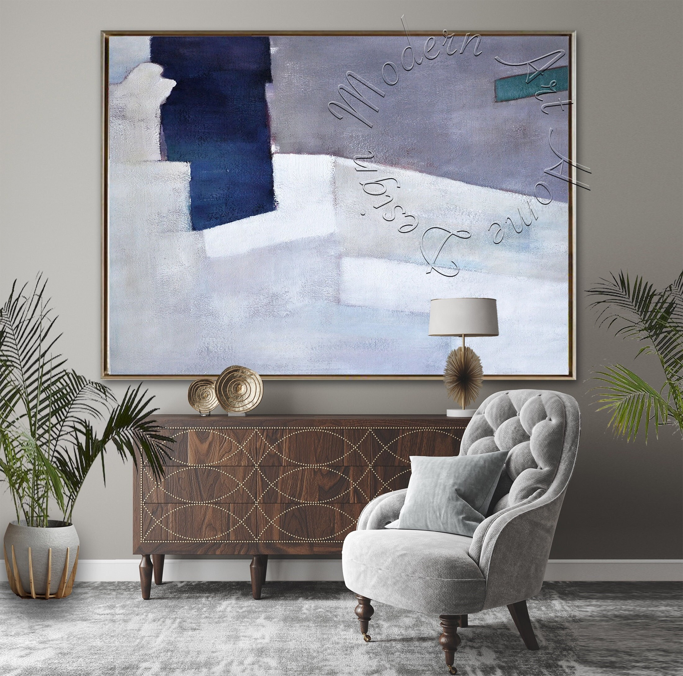 Large Painting Canvas Blue - Etsy