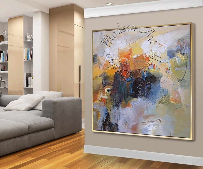 Framed Abstract Canvas Painting: Large Modern Wall Art - Etsy