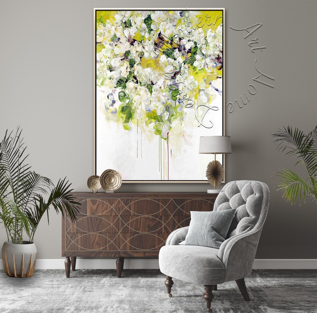 Large Floral Abstract Painting: Modern Framed Canvas Wall Art - Etsy
