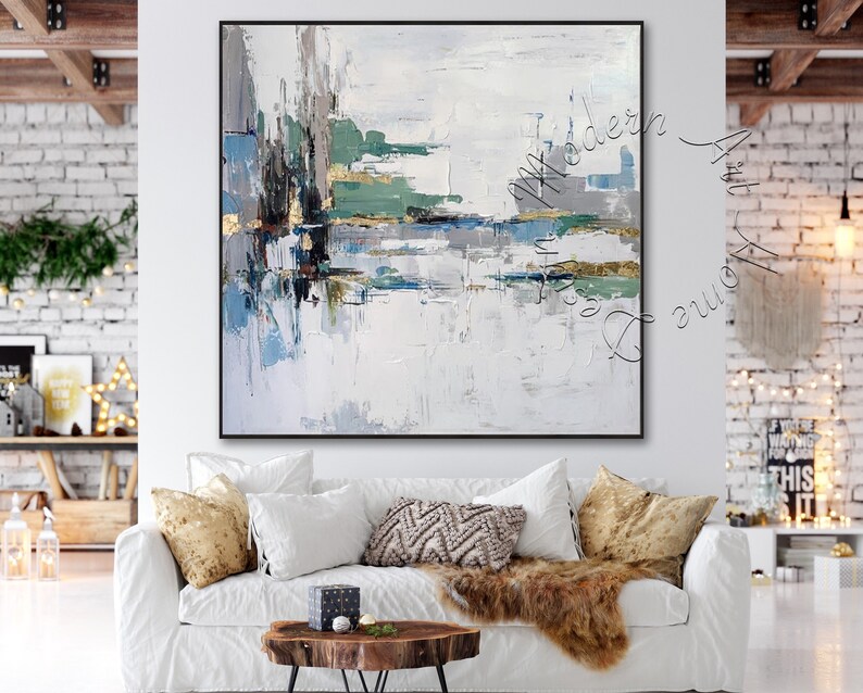 Large Abstract Painting Original Framed Soft Modern Art, Abstract ...