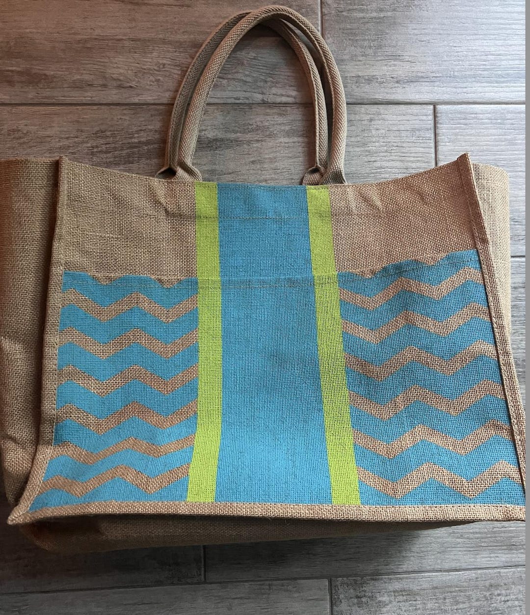 Eco-friendly Hemp Tote Bag – Hand-painted Blue Wave Design, 18x15" - Etsy