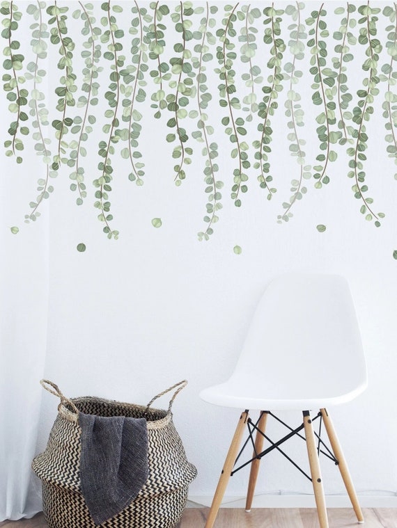 Green Leaves Wall Stickers Green Leaf Wall Decal Vinyl Nature - Etsy