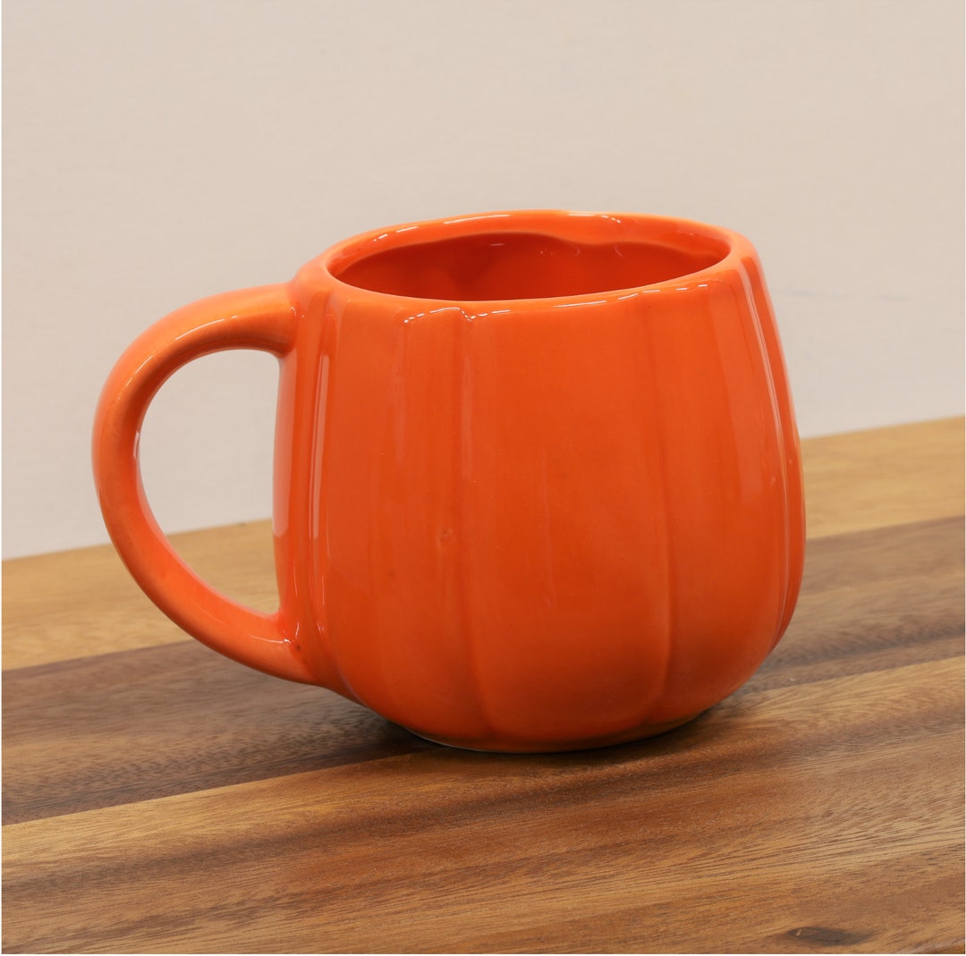 Orange Ceramic Pumpkin Mug Coffee Tea Cup Halloween Kitchen - Etsy