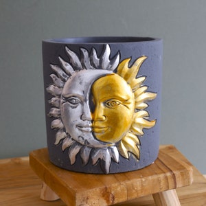 Sun Moon Plant Pot Planters Gold Silver Celestial Decor Pot - Etsy