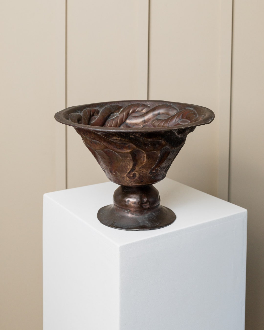 Antique Fruit Bowl Hand-carved Copper With Snake Motif Bowl for Table ...