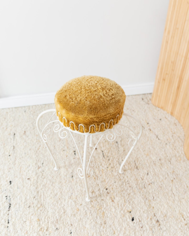 Vintage Metal Plush Stool Made in Italy 1950s - Etsy