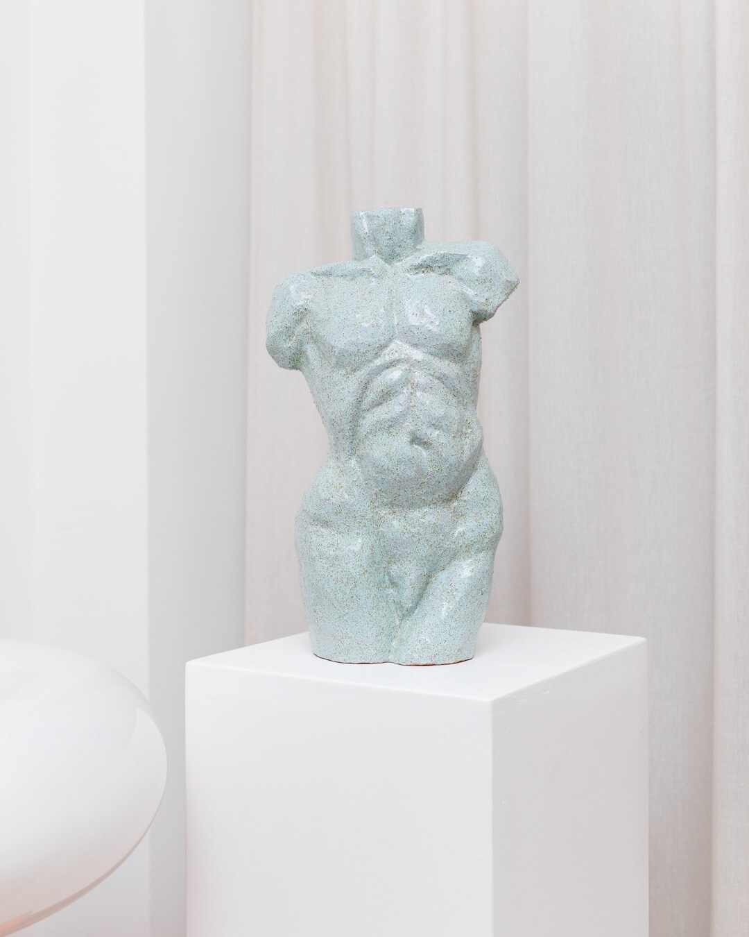 Torso Statue Studio Pottery Light Blue Clay Figure Mid Century Design ...
