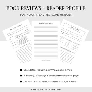 Reading Journal Bundle Letter Size Printable PDF Inserts - Etsy