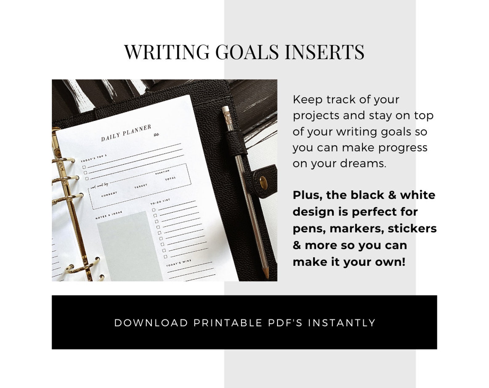 Writing Goals Bundle Letter Size Printable PDF Inserts | Etsy