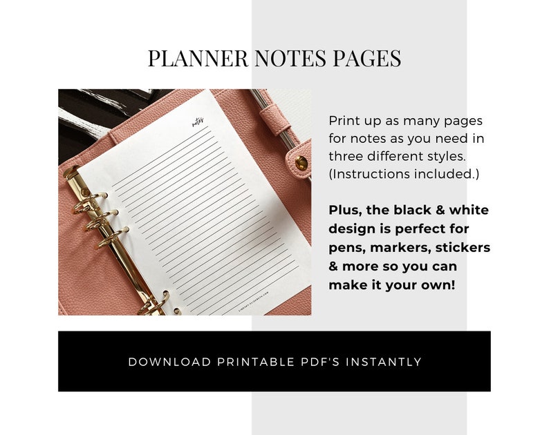 Notes Pages for Planners, A5 & Letter Size Printable PDF Inserts - Etsy