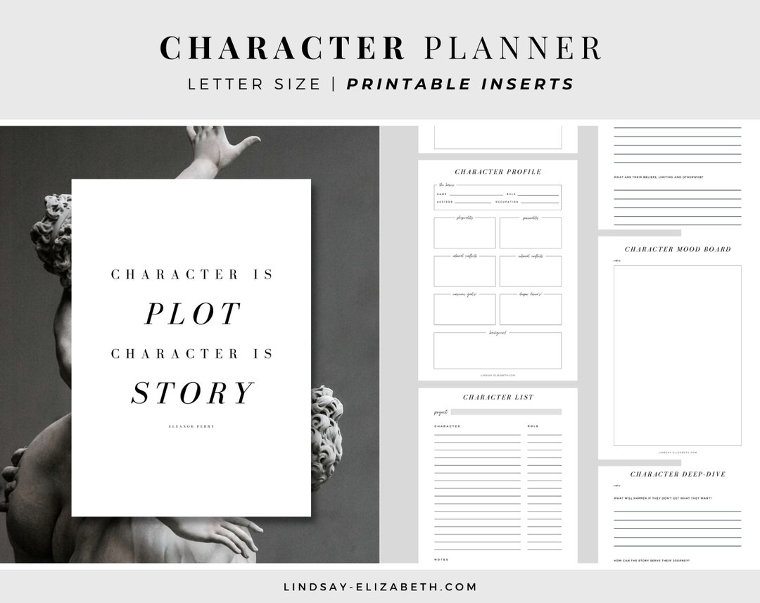 Character Planner, Letter Size | Printable PDF Inserts | Character ...