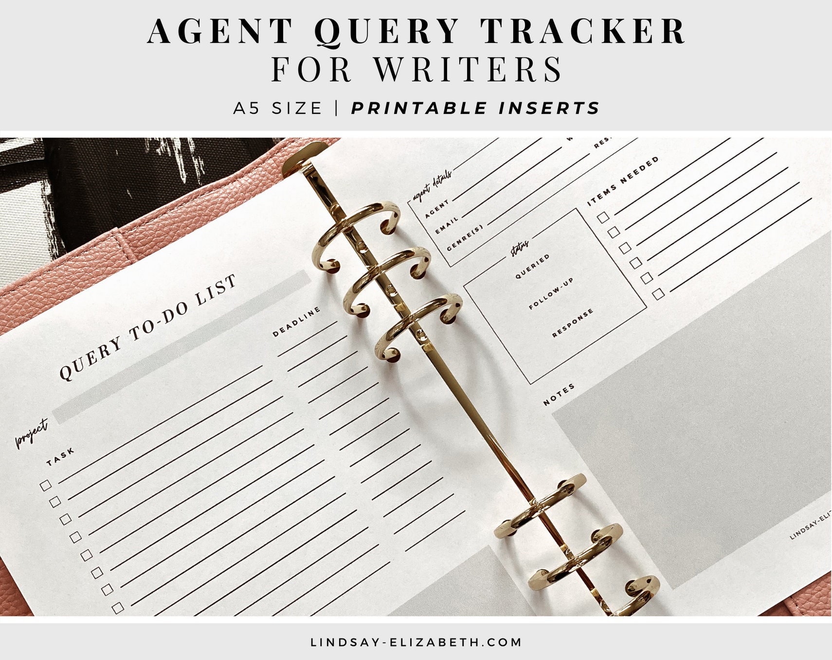 Agent Query Tracker, A5 | Printable PDF Inserts | Agent Queries Log ...