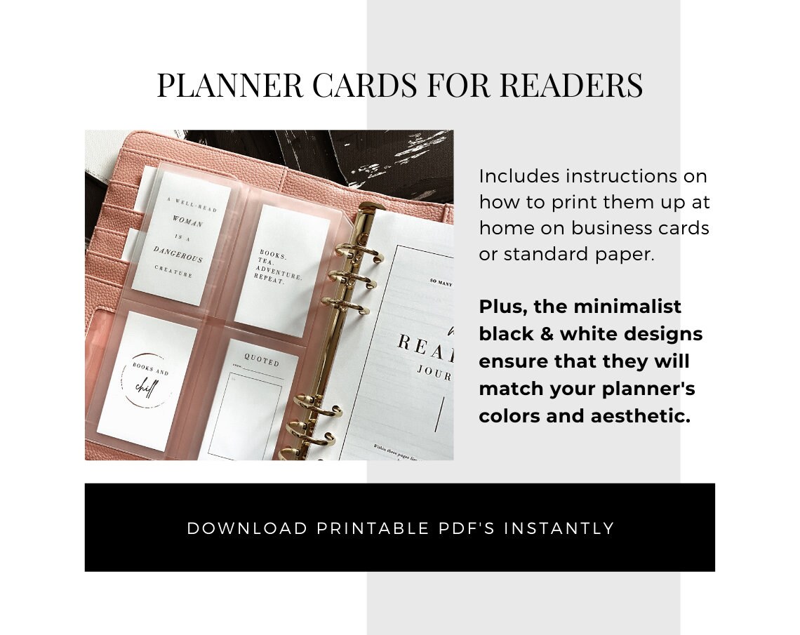 Planner Cards for Readers, Set of 10 | Reading Log | Reading Goals ...