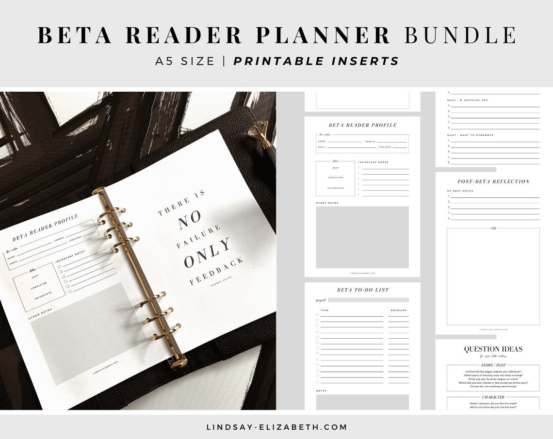 Beta Reader Planner for Writers A5 Printable PDF Inserts - Etsy