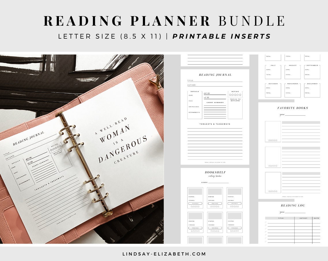 Reading Journal Bundle Letter Size Printable PDF Inserts - Etsy