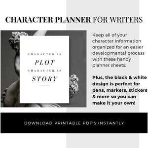 Character Planner Bundle, Letter Size Printable PDF Inserts Character ...