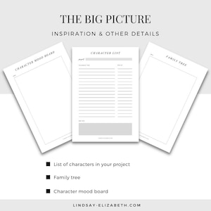 Character Planner Bundle, Letter Size Printable PDF Inserts Character ...