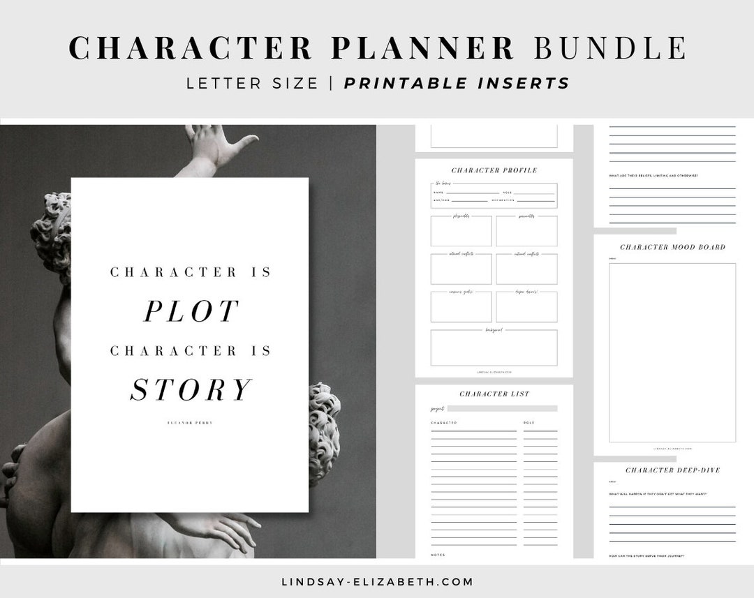 Character Planner Bundle, Letter Size Printable PDF Inserts Character ...