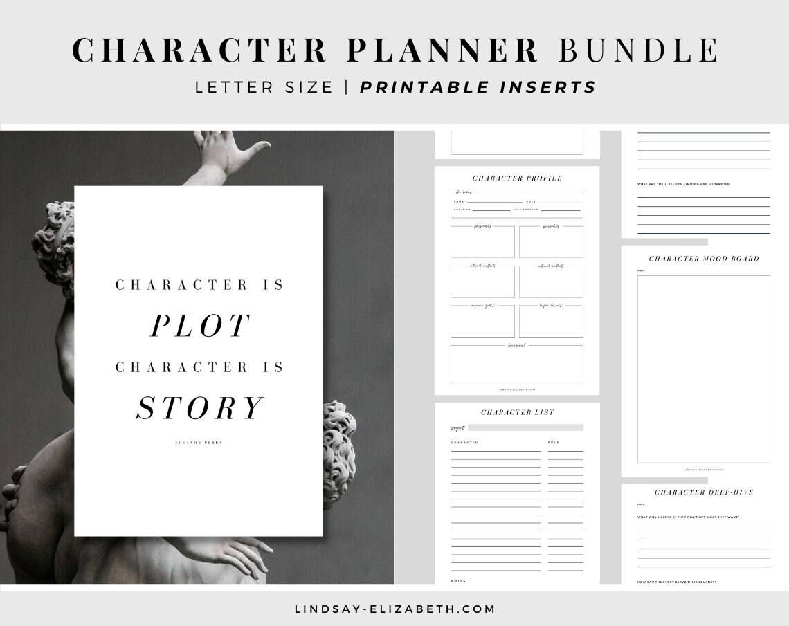 Character Planner Bundle Letter Size Printable PDF Inserts | Etsy