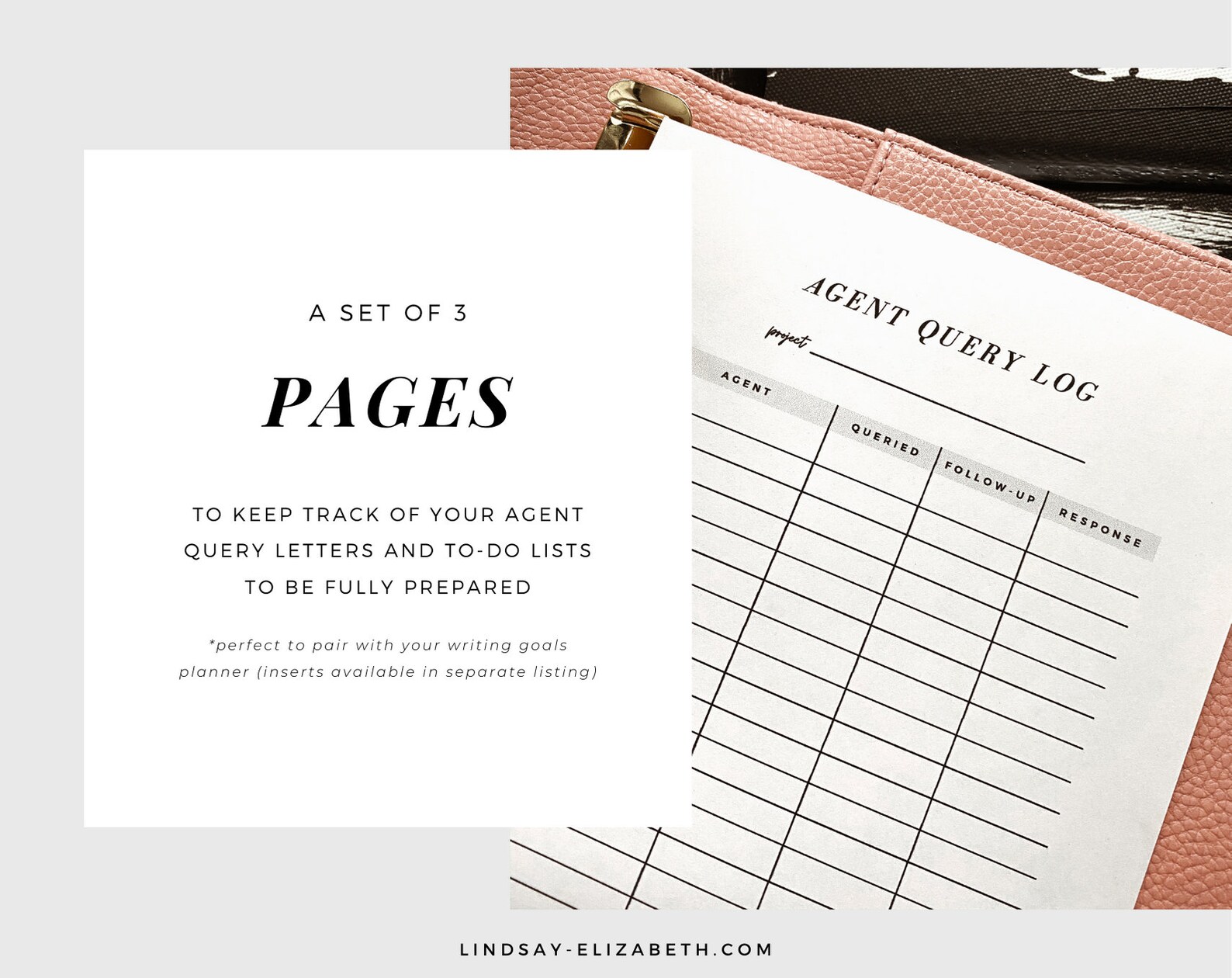 Agent Query Tracker, A5 | Printable PDF Inserts | Agent Queries Log ...