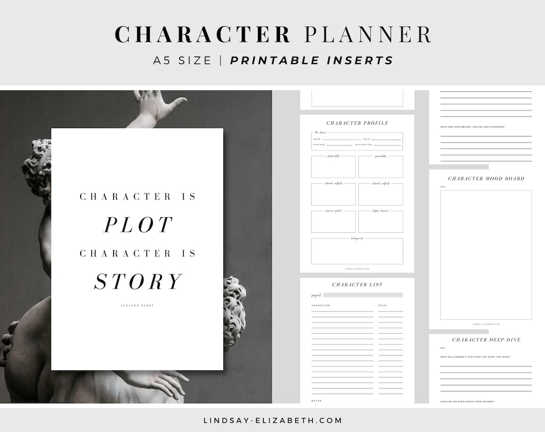 Character Planner, A5 | Printable PDF Inserts | Character Worksheets ...