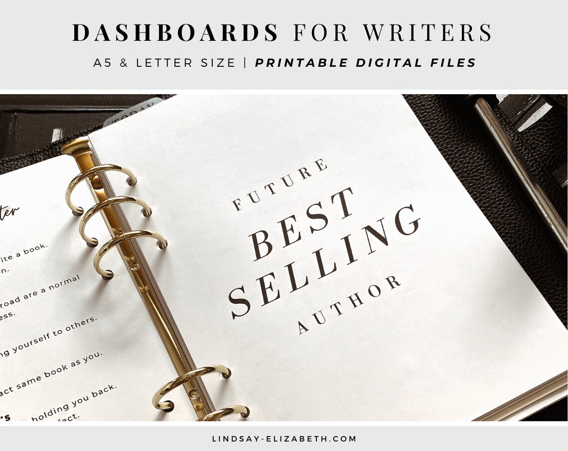 Planner Dashboards for Writers, A5 & Letter Size Inspiring Quotes for ...