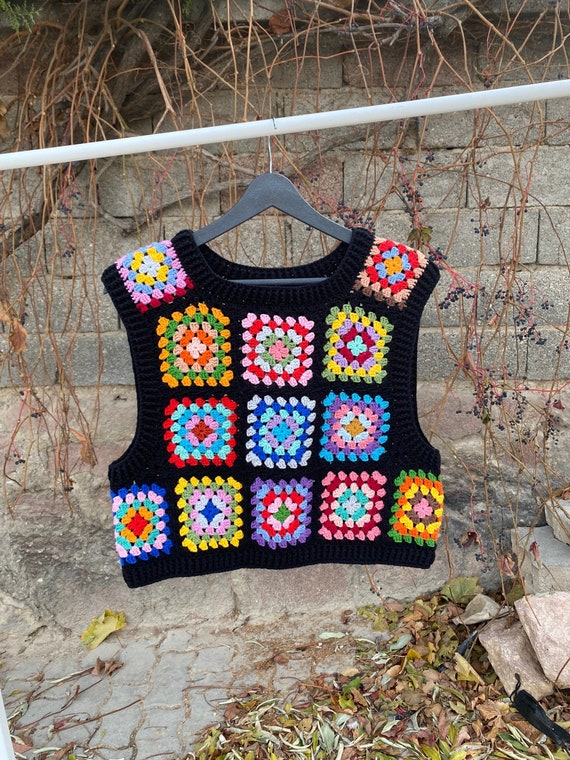 Granny Square Vest Granny Square Vest Festival Sweater | Etsy