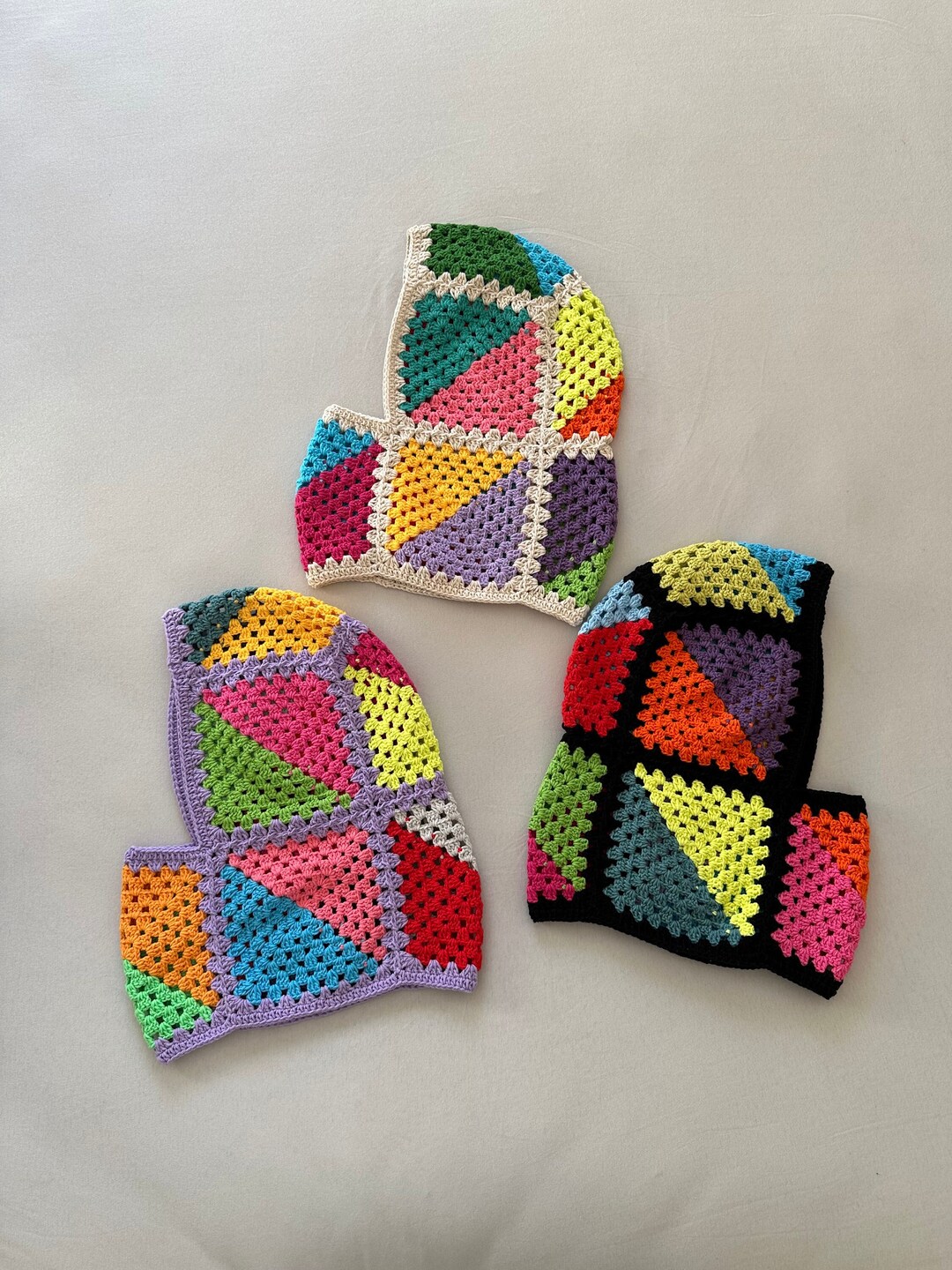 Colorful Winter Hat Granny Square, Valentine Crochet, Balaclava Hood ...