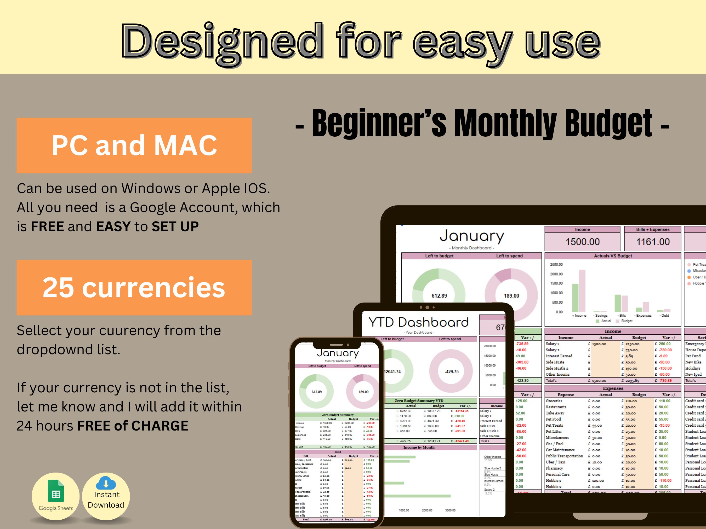 Zero-based Budget Spreadsheet Template | Personal Finance Planner ...