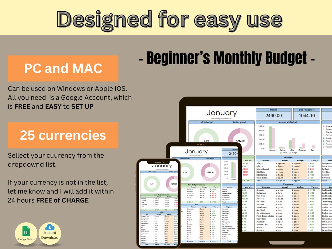 Zero-base Budget Spreadsheet Template Blue | Personal Finance Planner ...