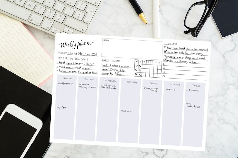 A4 Landscape Weekly Planner | Weekly Planner | PDF Printable | A4 ...