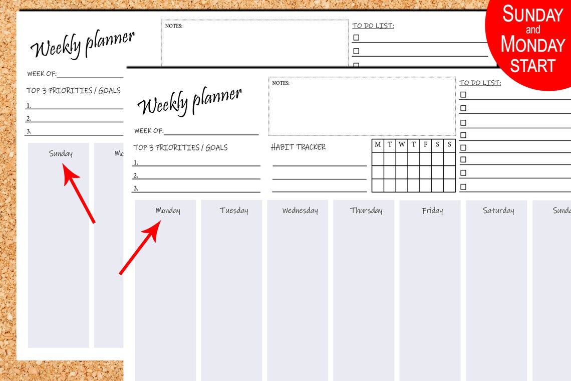 A4 Landscape Weekly Planner Weekly Planner PDF Printable - Etsy