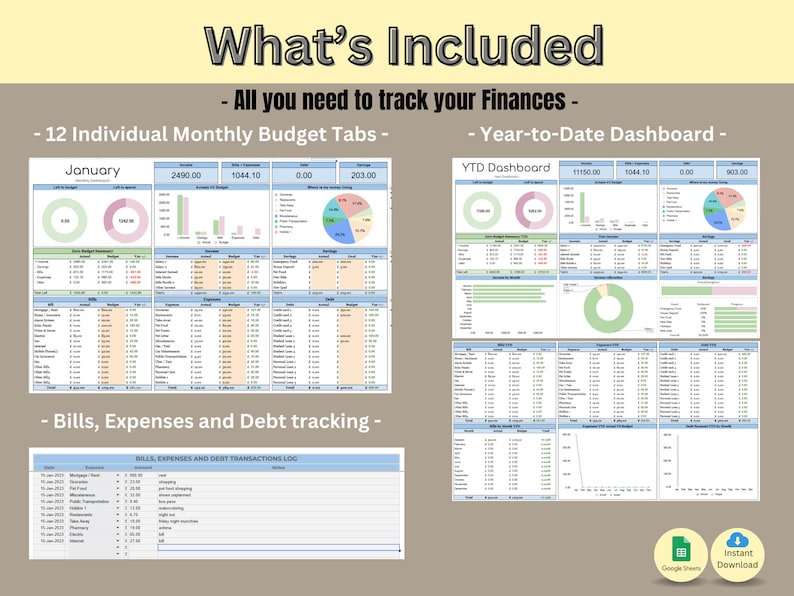 Zero-base Budget Spreadsheet Template Blue | Personal Finance Planner ...